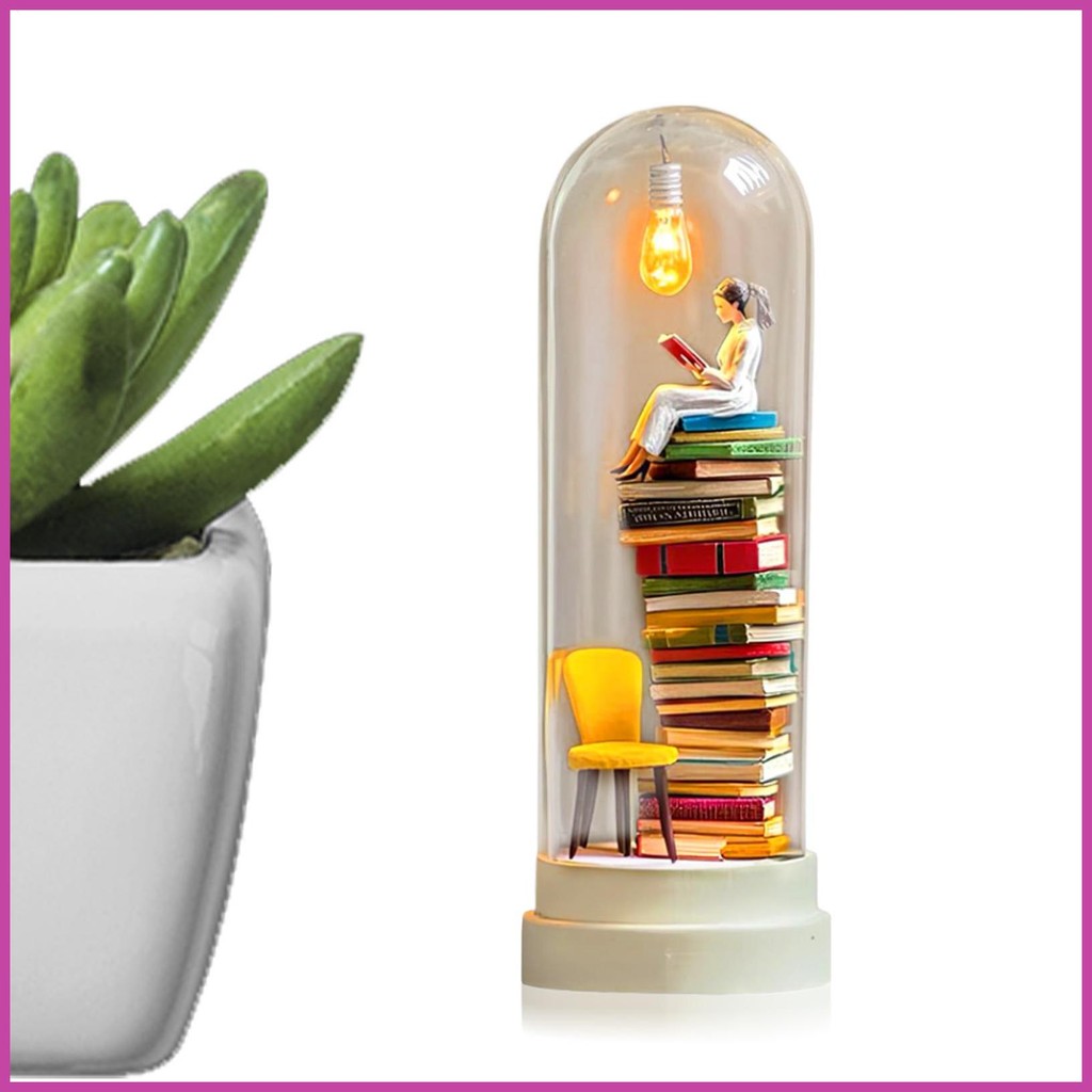 Reading Nook Lighting Miniature Reader Night Light Book Miniature Shelf ...