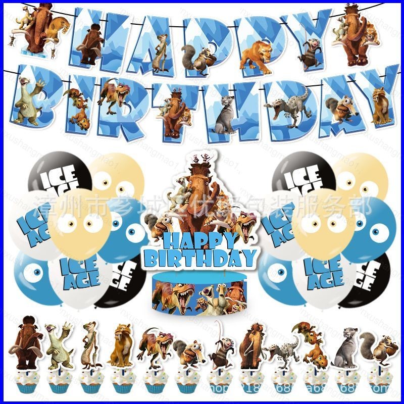 ICE-AGE Theme kids birthday party decorations banner cake topper ...