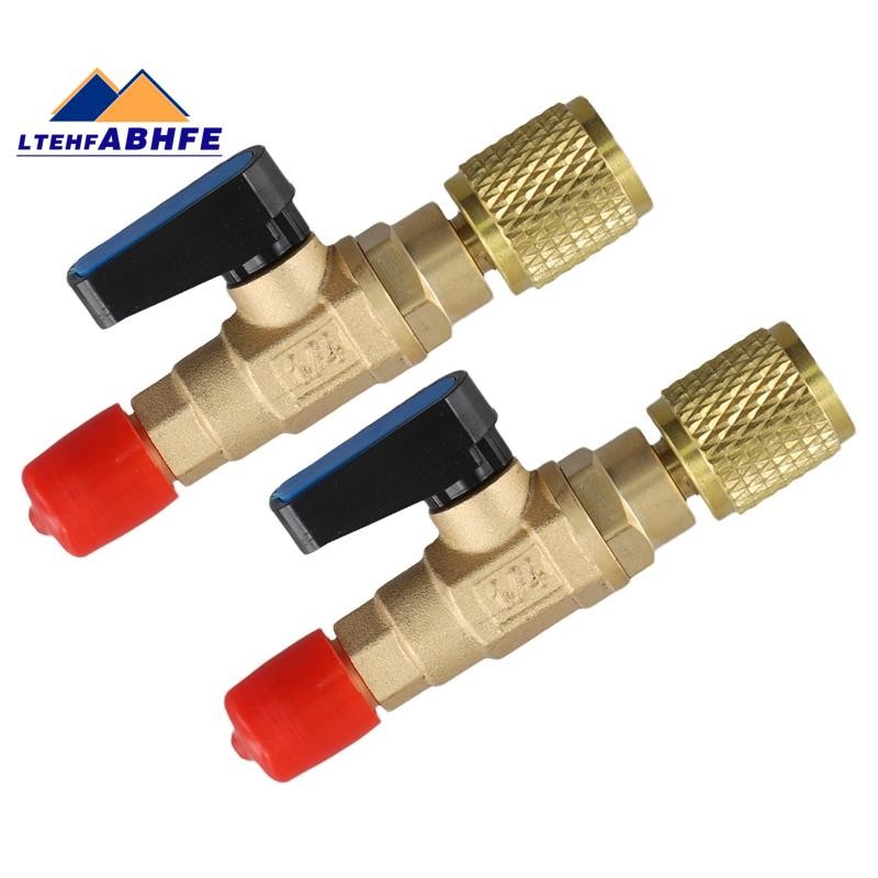 2PC Refrigerant Compact Ball Valve Adapter 1/4in SAE 5/16in SAE for ...