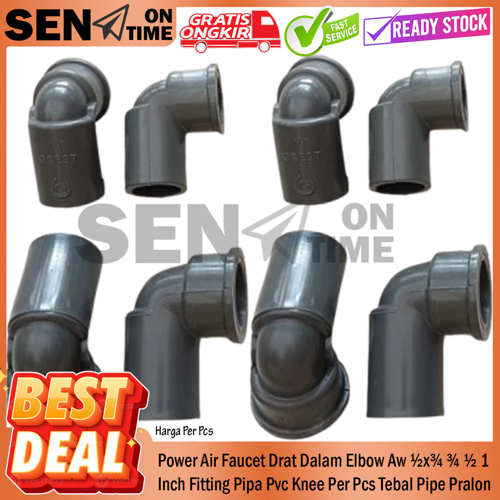 Power Air Faucet Deep Thread Elbow Aw 1⁄2x3⁄4 3⁄4 1⁄2 1 Inch Pvc Knee ...