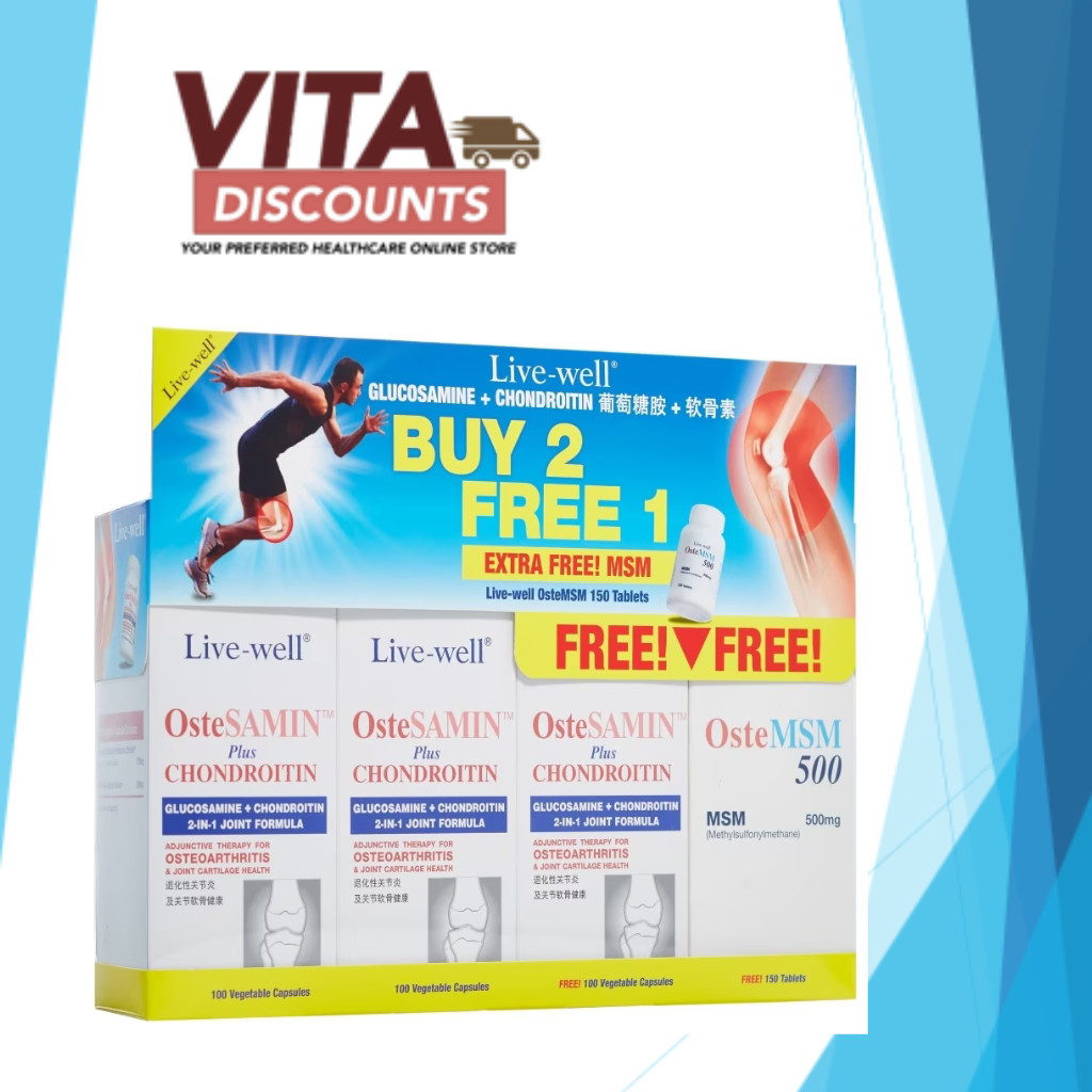 [JENIS TABLETS] LIVE-WELL OSTESAMIN PLUS CHONDROITIN TABS 100S PACK-OF ...