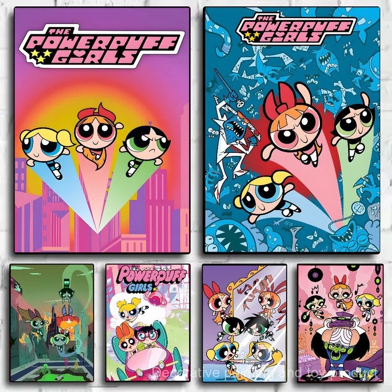 Cartoon P-Powerpuff Girls Poster HD Art Home Living Room Bedroom ...
