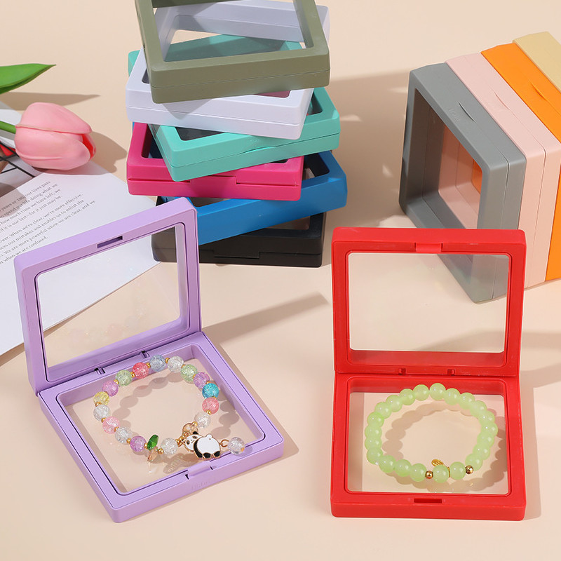 3D Transparent Jewelry Display Box Dustproof Ring Necklace Gift Storage ...