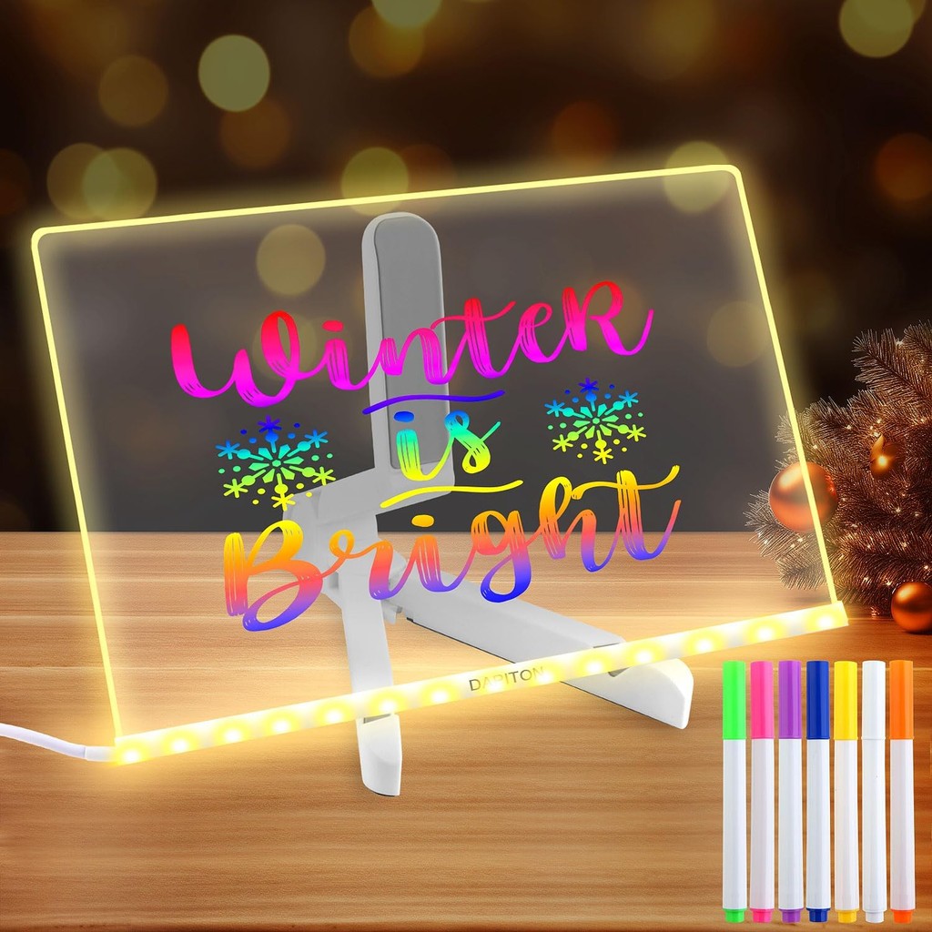 LED Note Board with 7pcs Pens Light up Acrylic Message Board Night ...