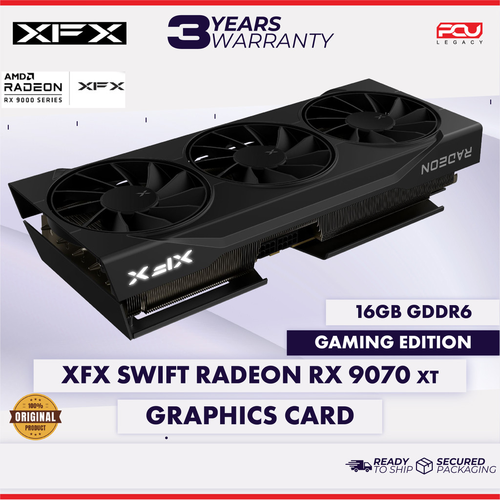 XFX SWIFT AMD RADEON RX 9070XT TRIPLE FAN GAMING EDITION 16GB GDDR6 ...