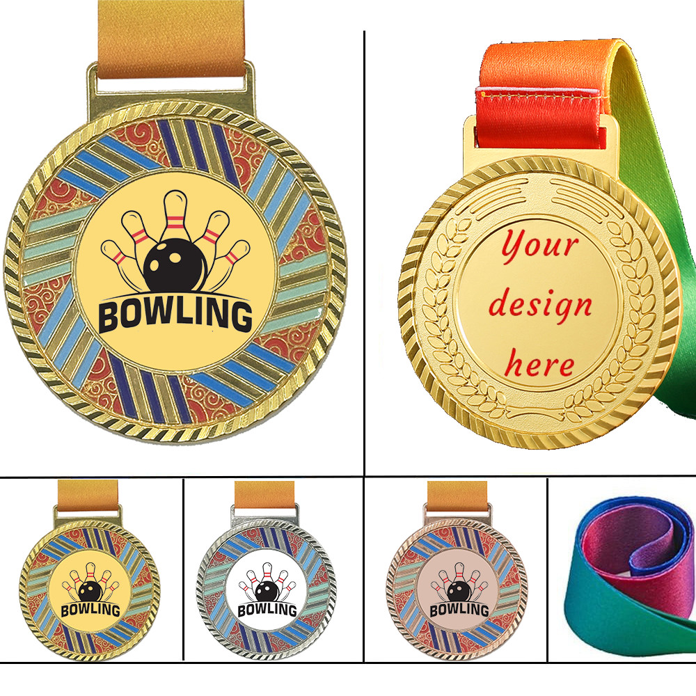 10 To 50 Pack 2.55 Inch Gold Color Bowling Medals Trophy Award Medal ...