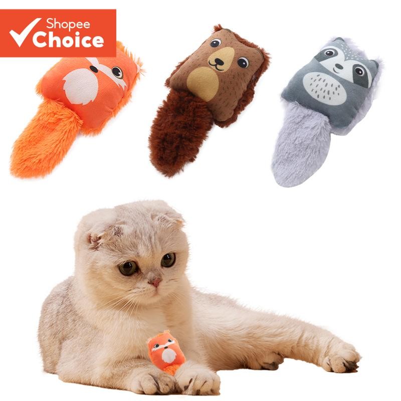 Animal Shape Plush Cat Toy with Sound Paper Sound Interactive Play Pet ...