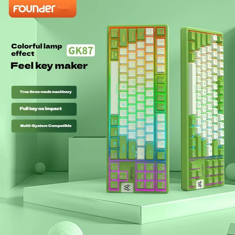 FOUNDER Gk87 Mechanical Keyboard Supports Bluetooth 5.0/2.4g Wireless ...