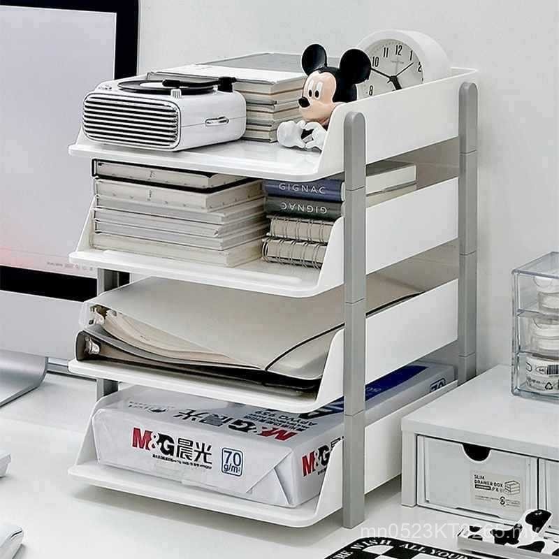 Office Shelf Bookshelf Layered a4 Folder File Desktop File Storage Rack ...