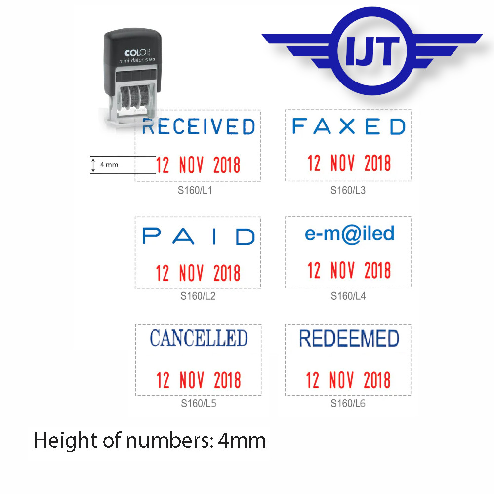 Colop Self Ink Dater Date Stamp S160 RECEIVED / PAID / FAXED / E-mailed ...