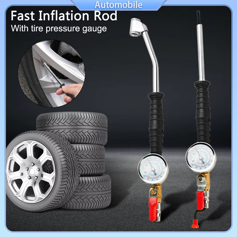 Tire Inflator Rod 0-220PSI, Fast Meter Inflation Air Tick Adapter ...