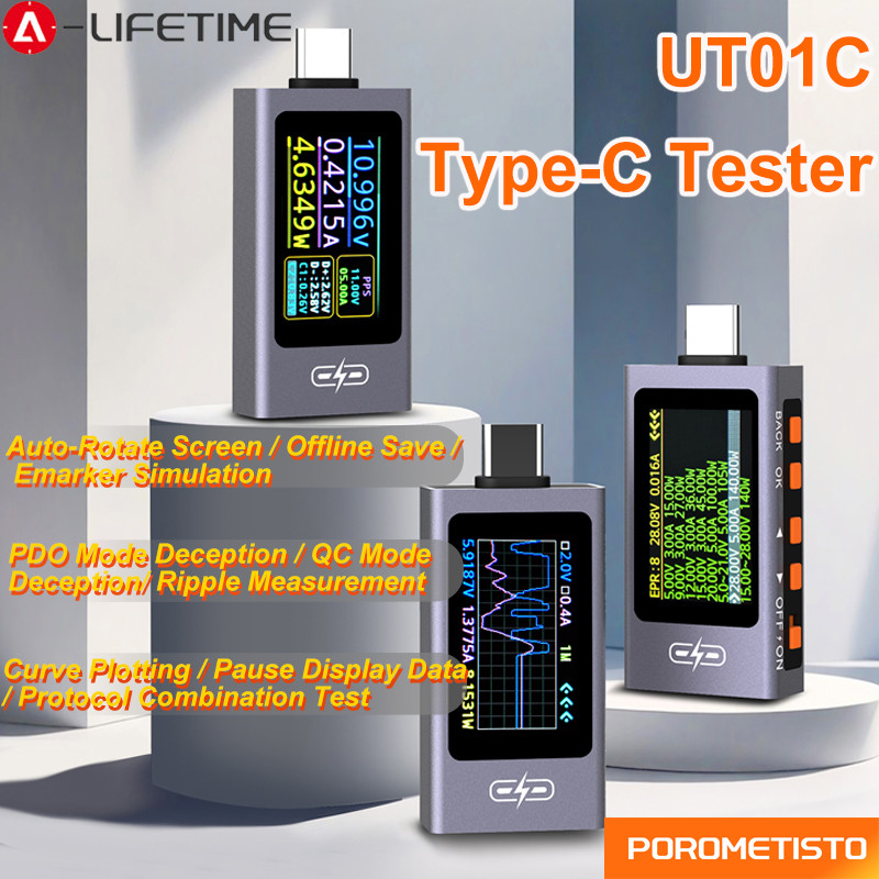 Multi-function Type C Tester Voltmeter Ammeter UT01C TYPE-C Fast Charge ...