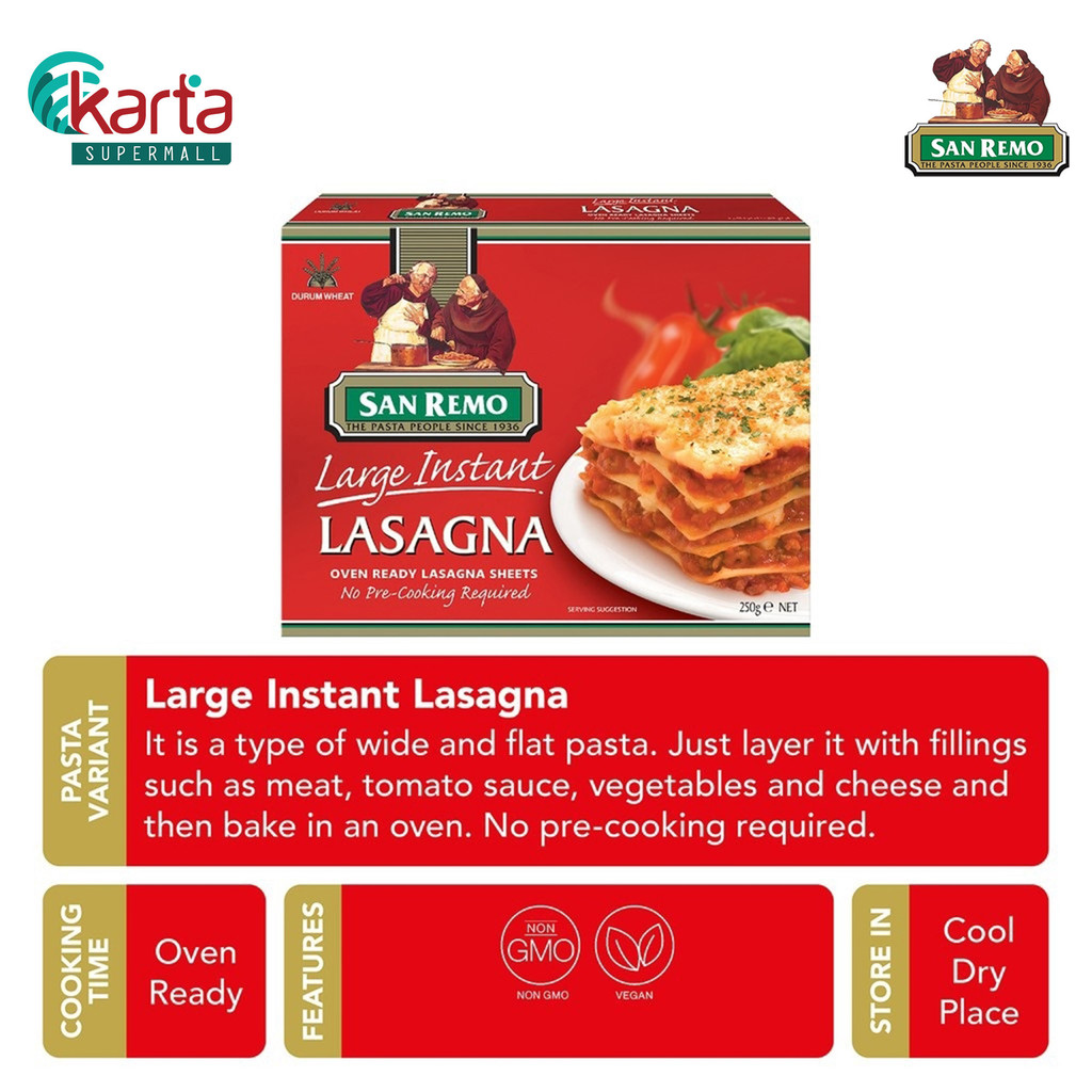 San Remo Large Instant Lasagna 250g | Shopee Malaysia