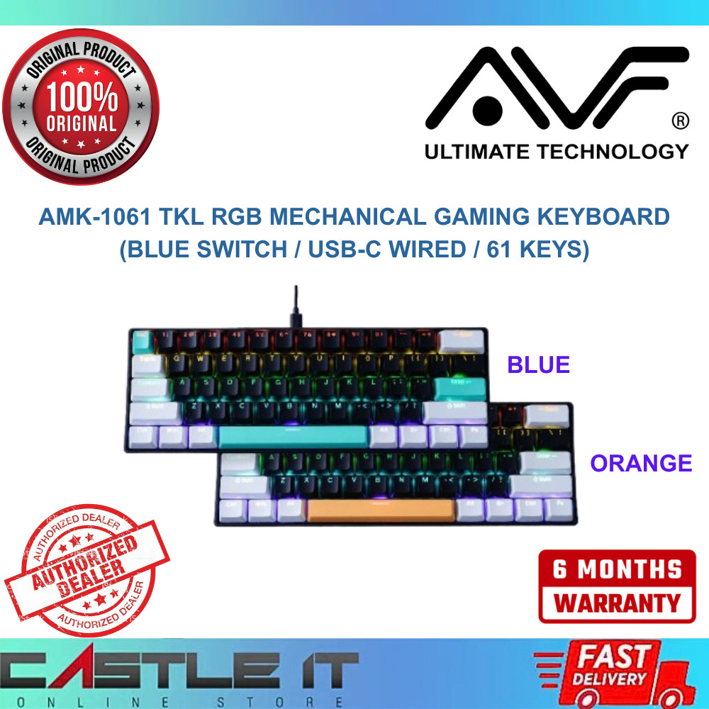 AVF AMK-1061 TKL RGB Mechanical Gaming Keyboard Blue/Orange Blue Switch ...