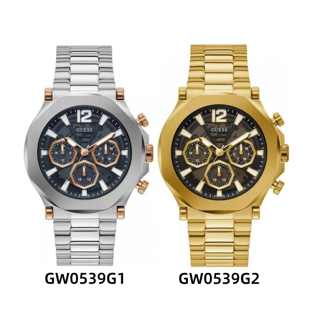 GUESS GW0539G1 Mens Silver Tone Multi-function Watch GW0539G2 46mm ...