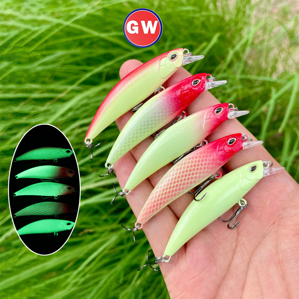1PC Glow Fishing Lure 6.7cm/6g Sinking Minnow Luminous 3D Eyes Casting Lure with Treble Hooks ...