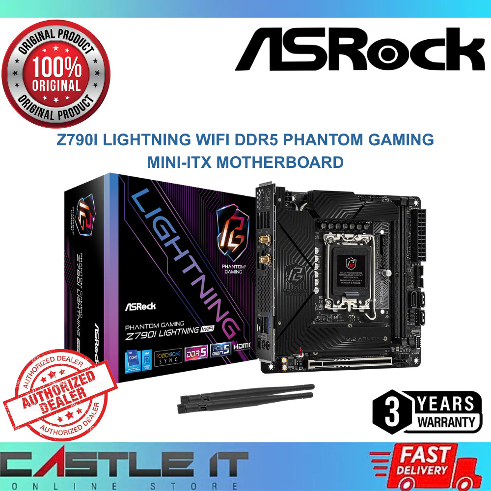 ASRock Z790I Lightning WiFi DDR5 Phantom Gaming Mini-ITX Motherboard ...
