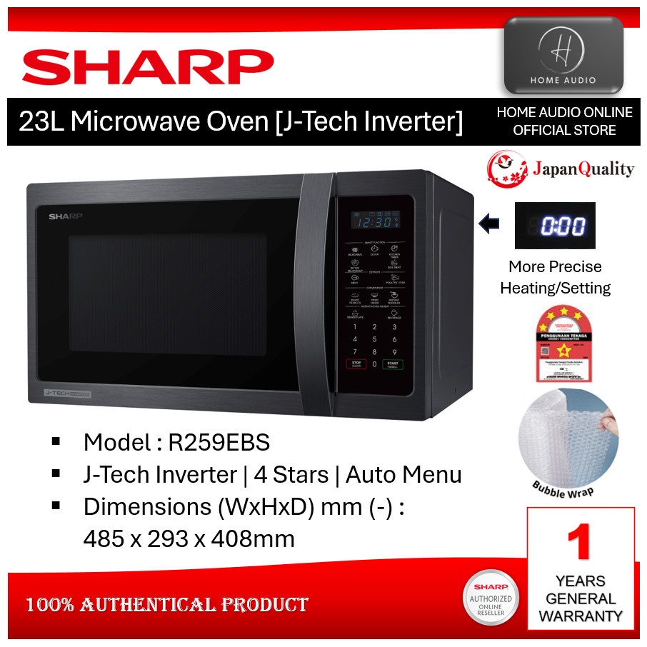 Sharp R259EBS | 23L J-Tech Inverter Gelombang Mikro Mikrowave ...