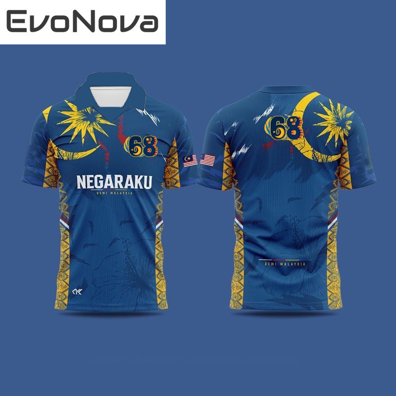 2025 Baju Merdeka 68 Tahun baju jersey Ethnic round-neck T-shirt polo ...