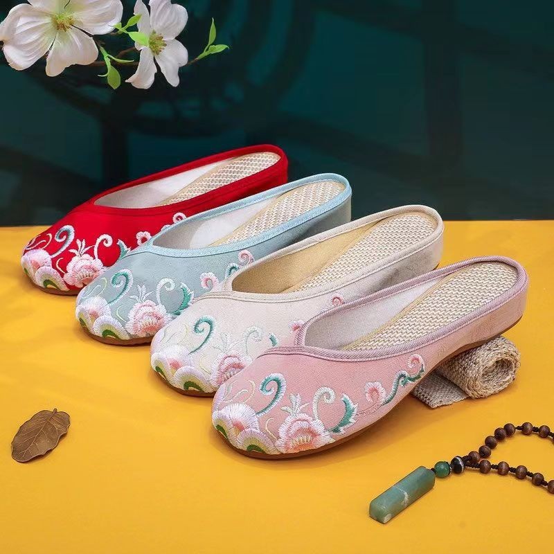 Ethnic Style Embroidered Chinese Hanfu Slippers Women Non-slip ...