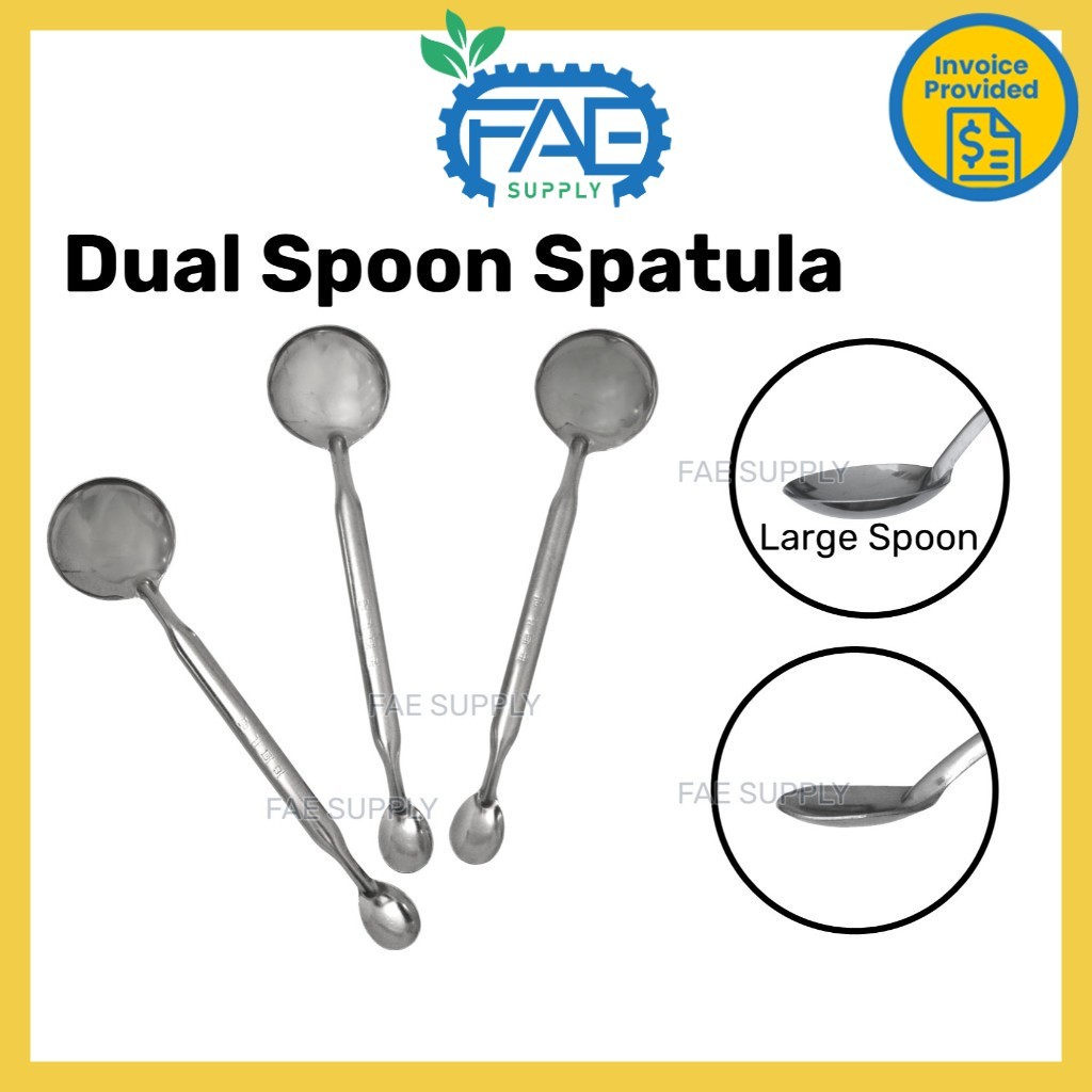 Spatula large spoon end 19cm dual spoon stainless steel laboratory tool ...
