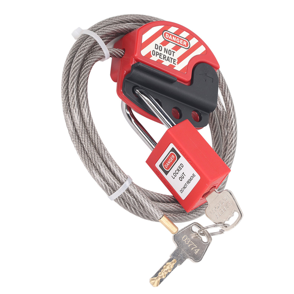 Fun~ Safety Padlock Set Adjustable Stainless Steel Cable Lockout And ...