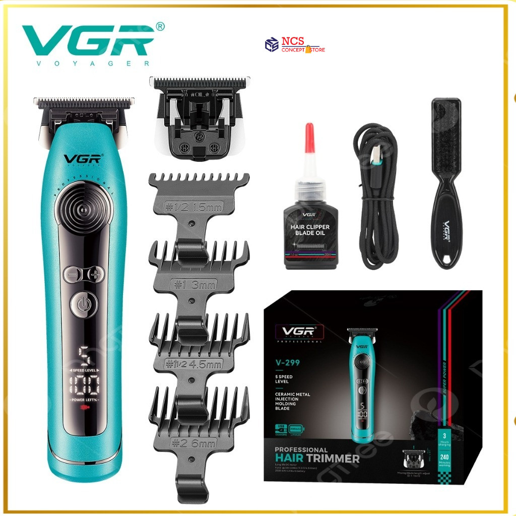 VGR V-299 5 Speed Level Ceramic Metal Injection Molding Blade Hair Trimmer Mesin Gunting Rambut ...