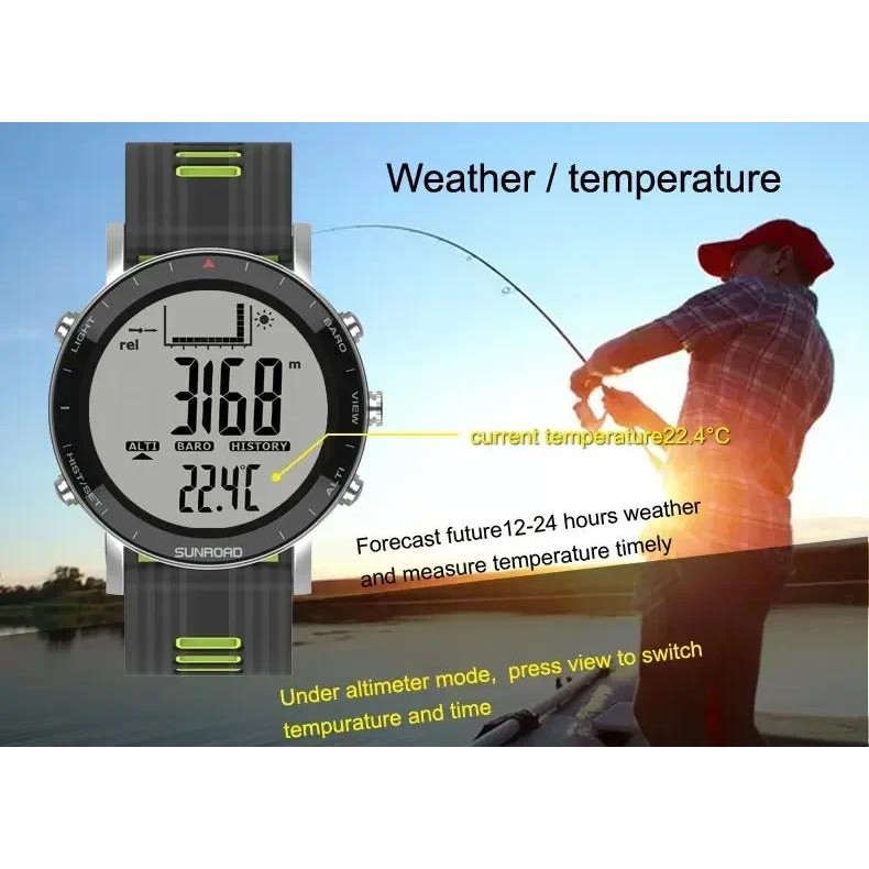 SUNROAD FR862 Digital Fishing Barometer Watches Altimeter Water Depth ...