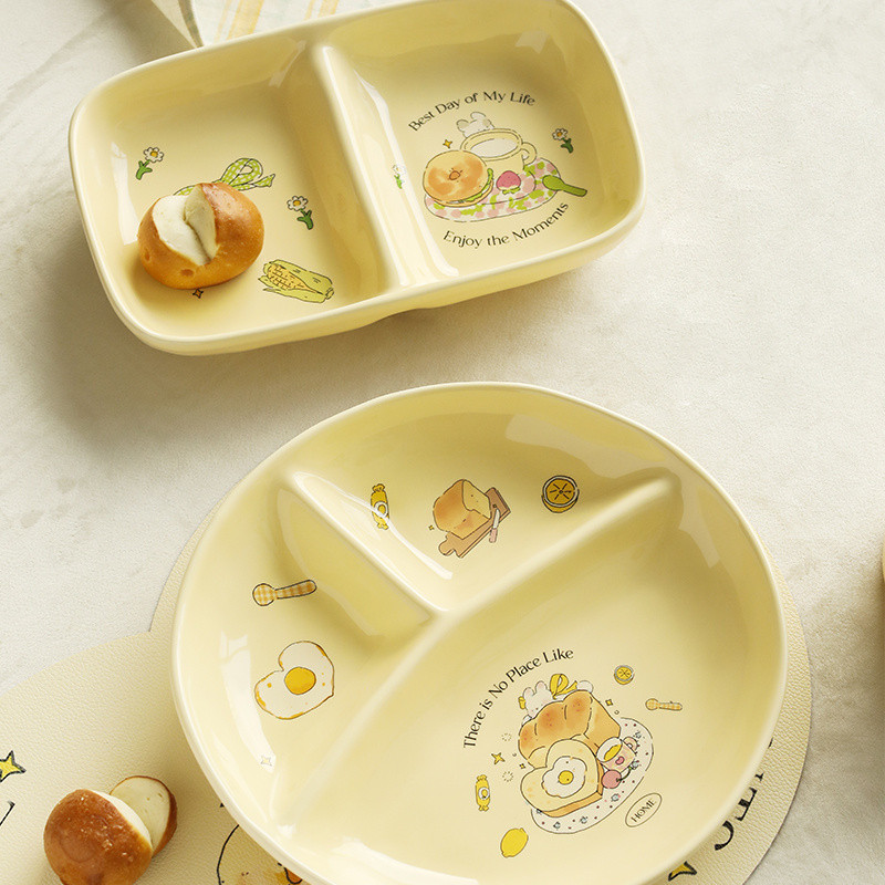 211 ceramic partition plate One person tableware Dividing plate ...