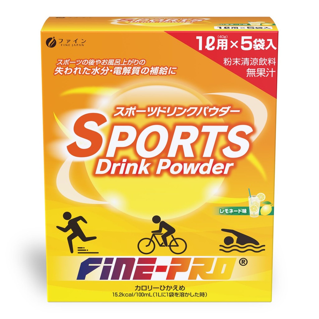 FINE JAPAN Fine Pro Sports Drink Powder Lemonade Flavor 200g 40g x 5 bags Powder Citric Acid ...
