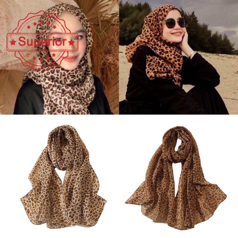 Leopard Print Chiffon Silk Scarf Muslim Scarf Thin Shawl Shawl Long ...
