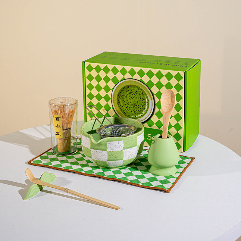 Matcha 7-Piece Set Lattice Matcha Bowl with Mouth Tea Shaker Stand ...