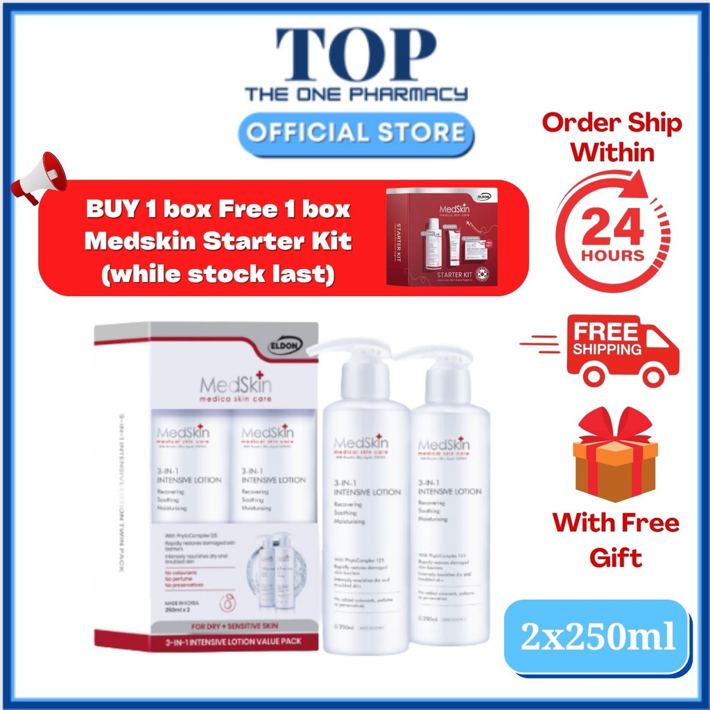 Medskin 3-in-1 Intensive Lotion - 2x250ml 【 Free 1 box medskin starter ...