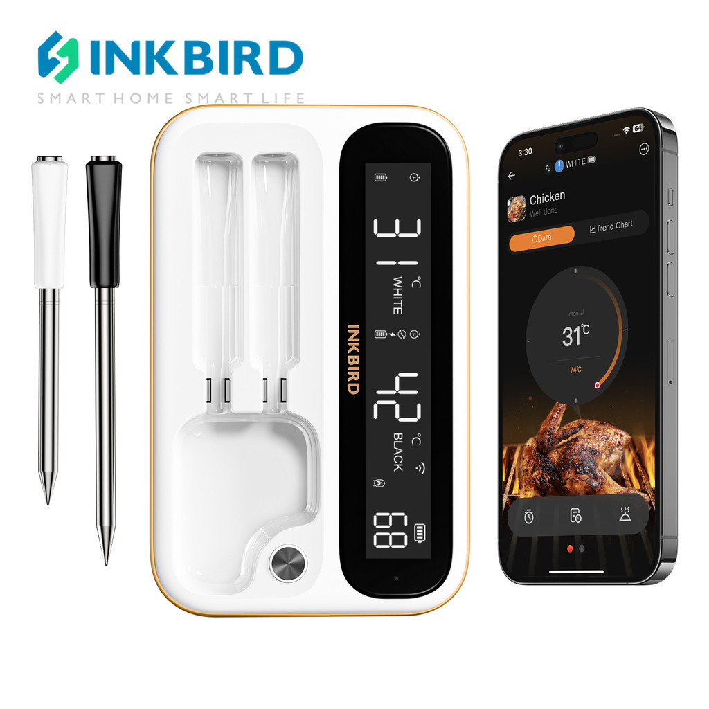 INKBIRD INT-12I-BW Wireless Meat Food Thermometer Wifi 5G Bluetooth 5.4 ...