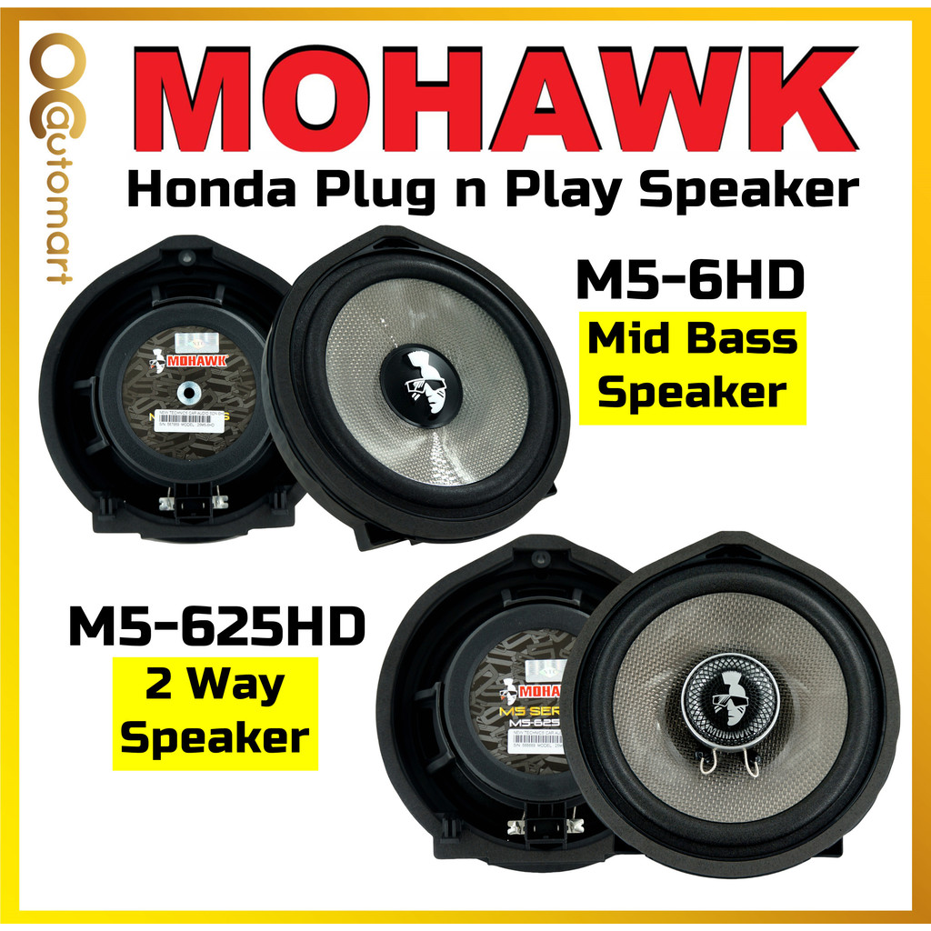 Mohawk Honda Plug n Play Mid Bass or 2 Way Coaxial Car Speaker M5 ...
