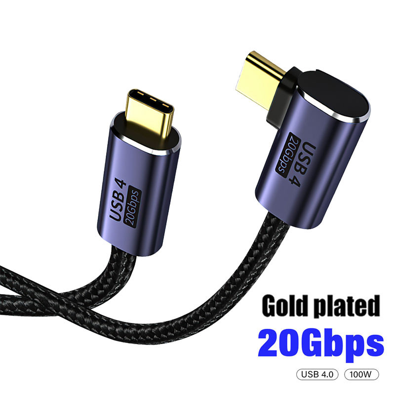 1M/2M/3M USB4 Thunderbolt Type C to Type C Cable Elbow Data Cable ...