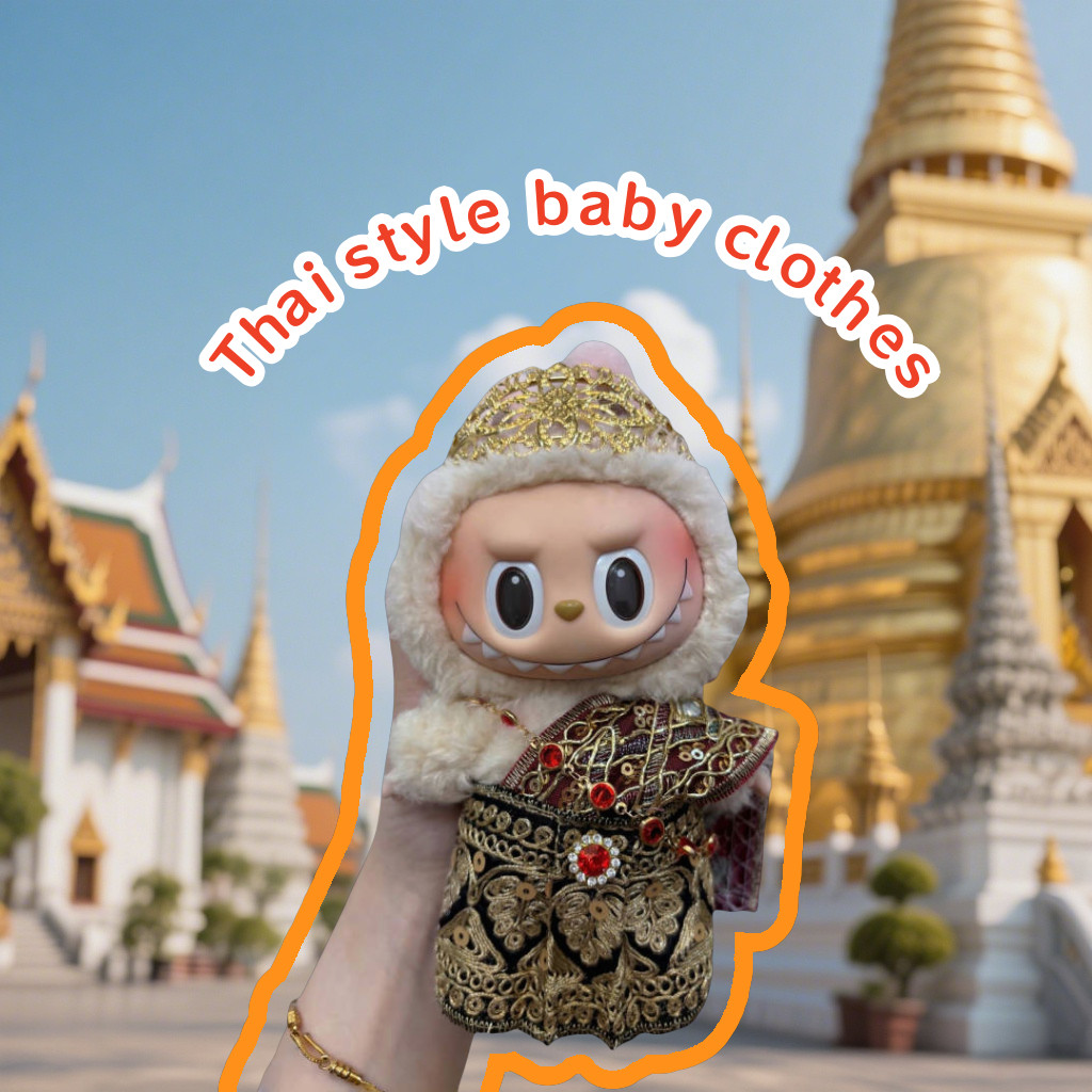 17CM LABUBU Doll clothes Pakaian Boneka Gaya Thai | Embroider Emas ...