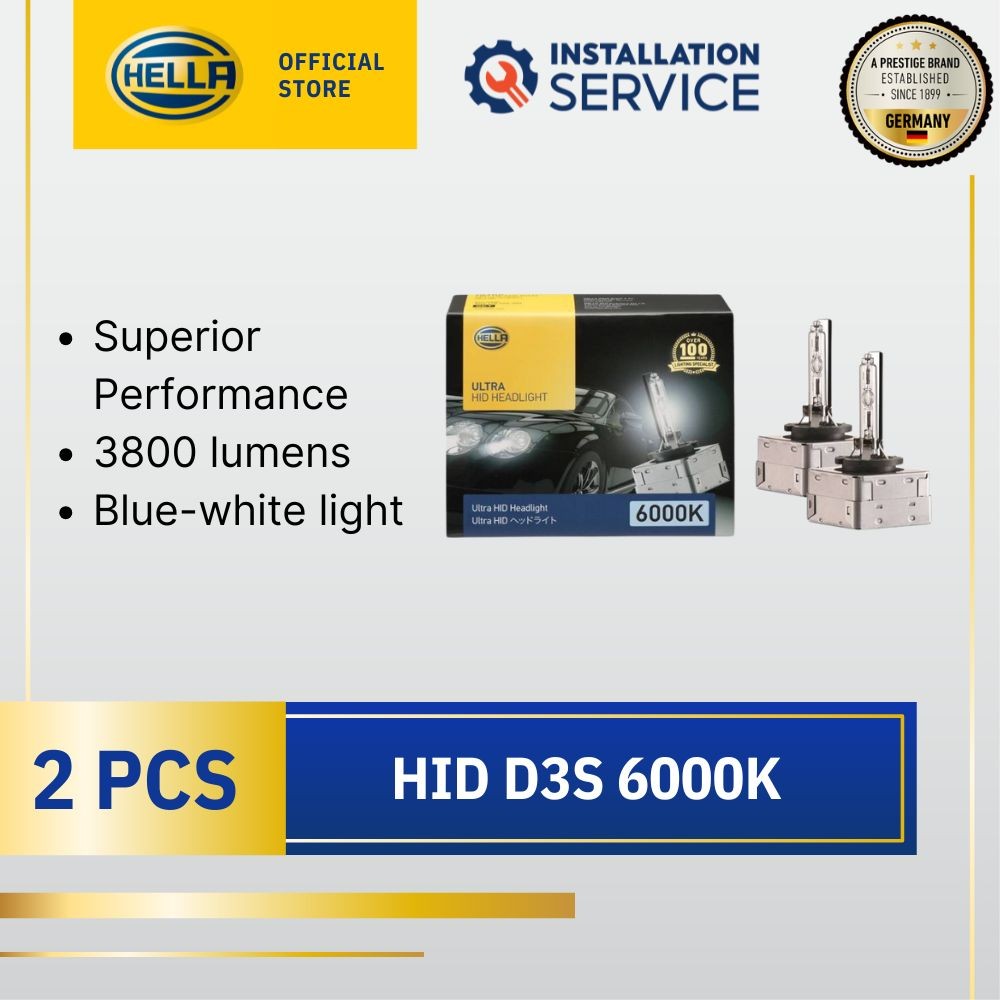 HELLA HID Xenon Headlight Bulb D3S 6000K 8GS 178 560-932 (1 Pair ...