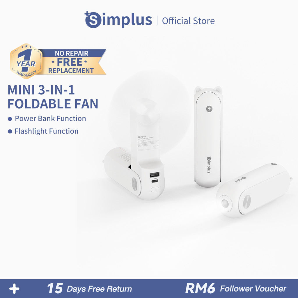 Simplus Mini Fan Handheld Electric Fan Portable Foldable 3 Speed Levels ...