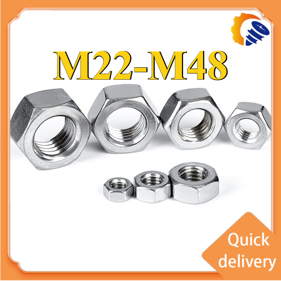 Hex Nut Stainless Steel 304/Hexagon Nut M22-M48 (ZQ-RM-MY-1) | Shopee ...