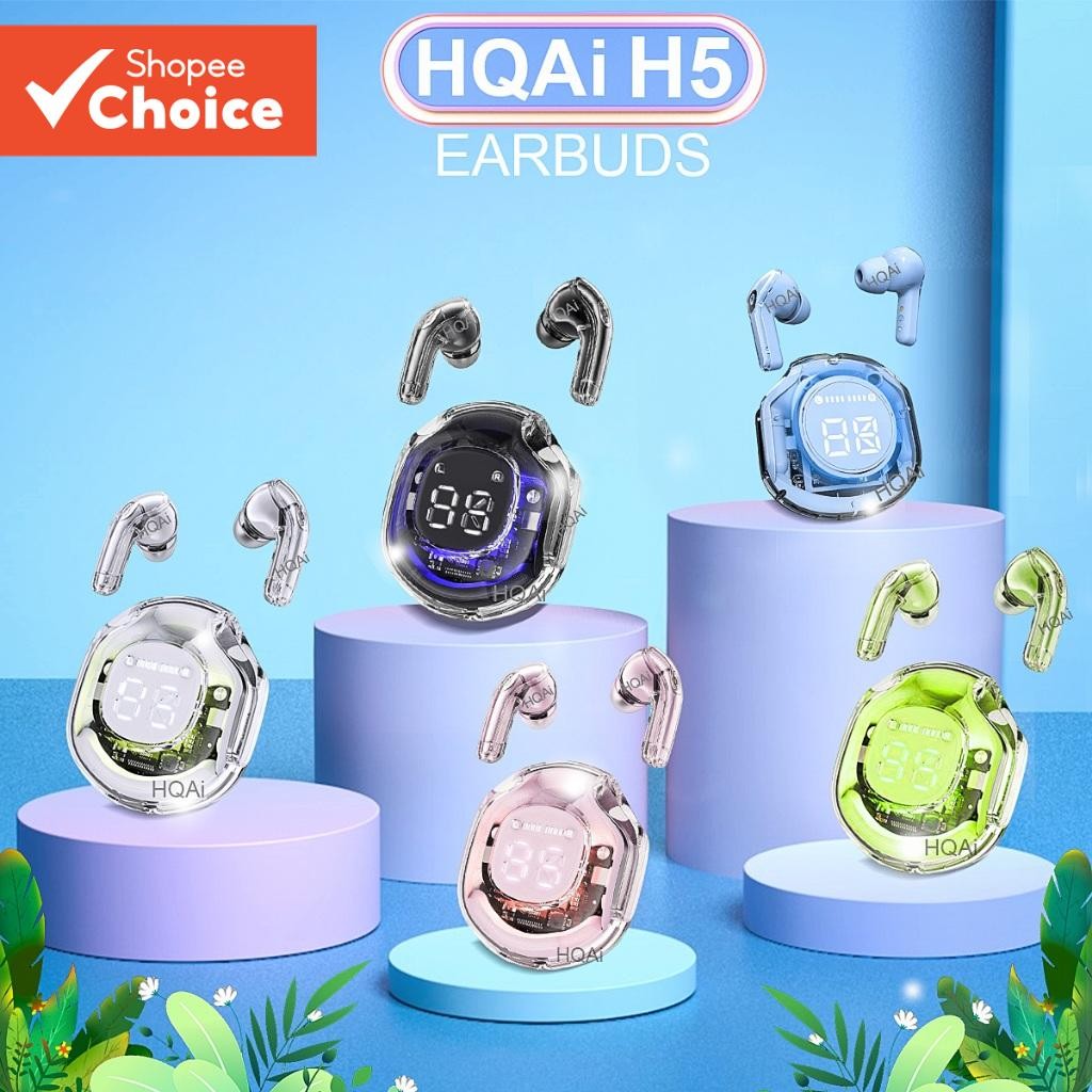 Hqai H5 Wireless Tws Earphone Bluetooth Earbuds Build-In Mic Headphone Sports Headsets Hi-Fi ...