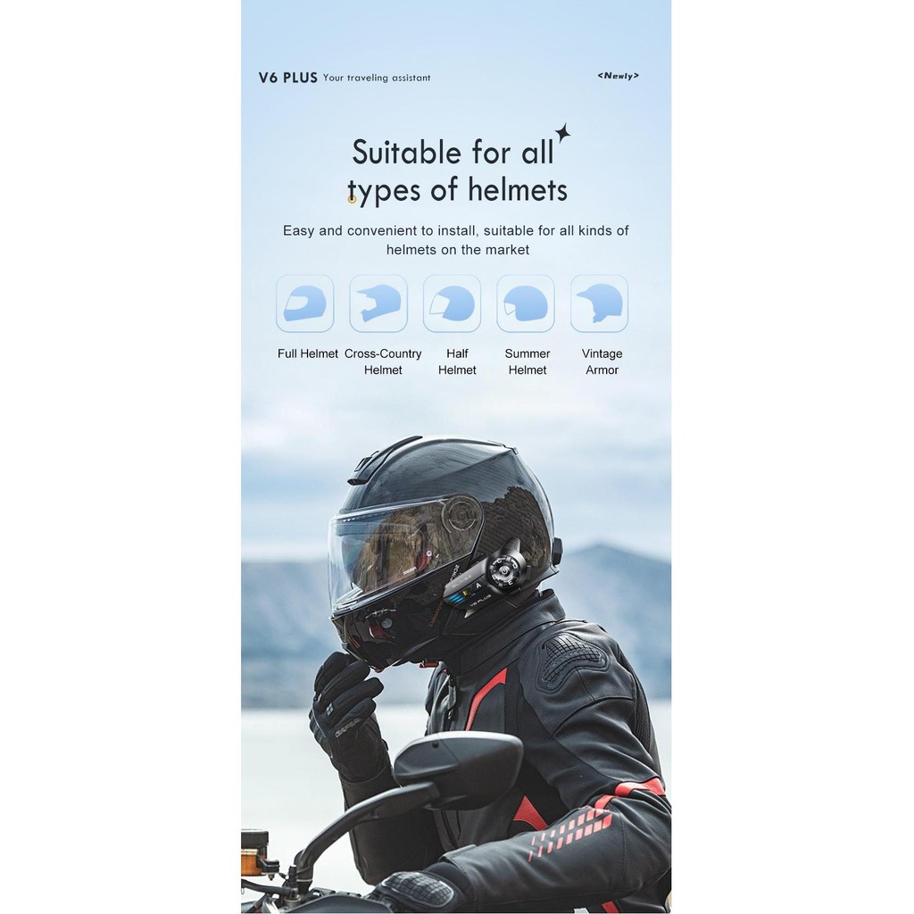 BLAISE V6 PLUS Motorcycle Helmet Bluetooth headset intercom group music ...