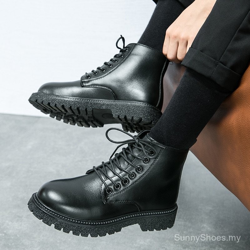 Men's High Top Leather Shoes Fashion Laces Up Brogues Boots For Men ...