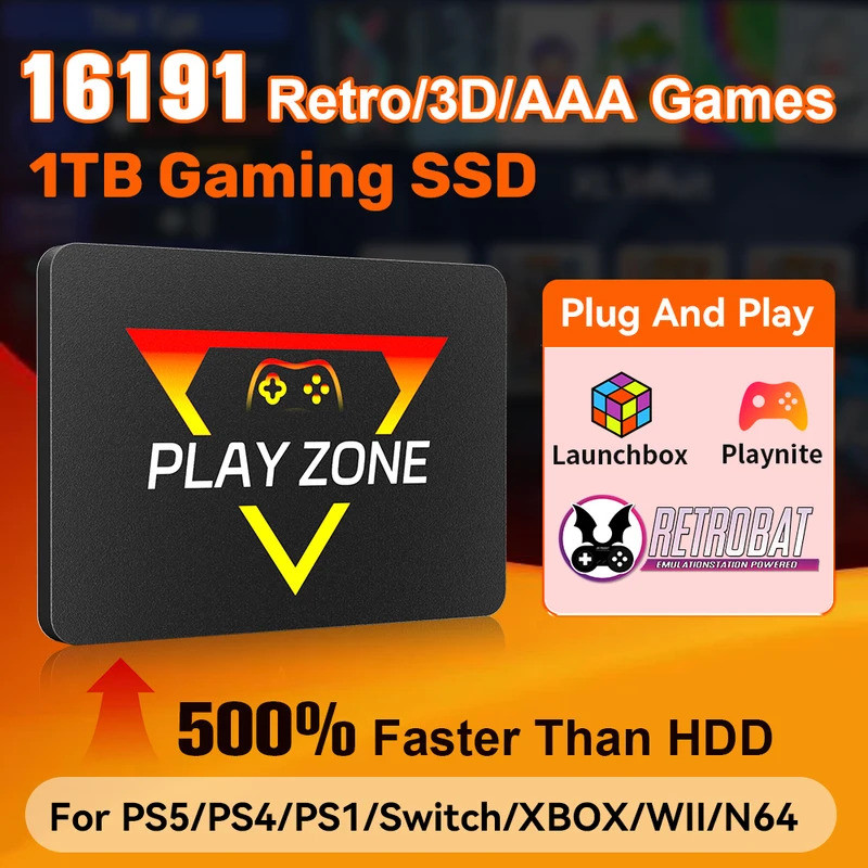 1TB Gaming SSD With 16191 Retro/PC Games 3 System In 1 Game SSD ...