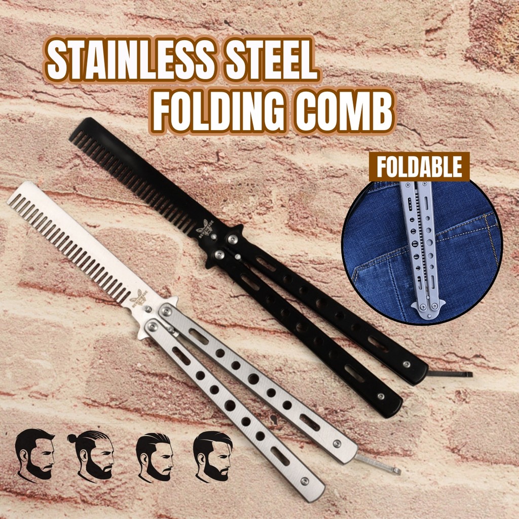 Stainless Steel Butterfly Comb Foldable Comb Portable Hair Comb Tool ...