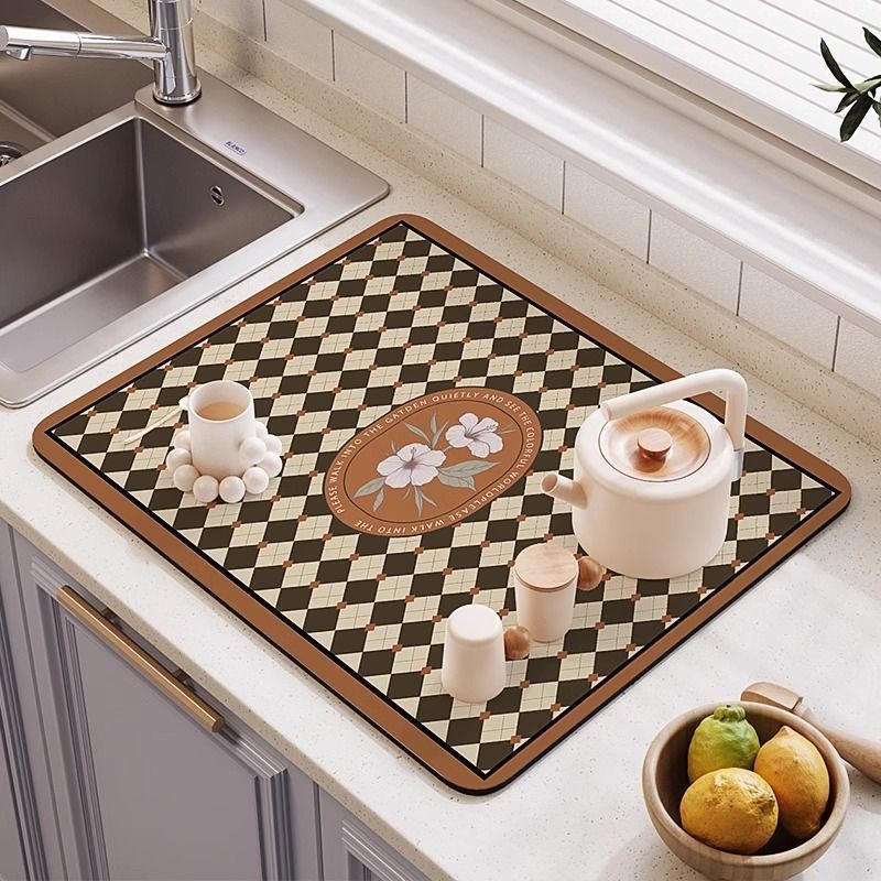 Kitchen Countertop Drain Pad Diatom Mud Absorb Water Quick-Drying ...