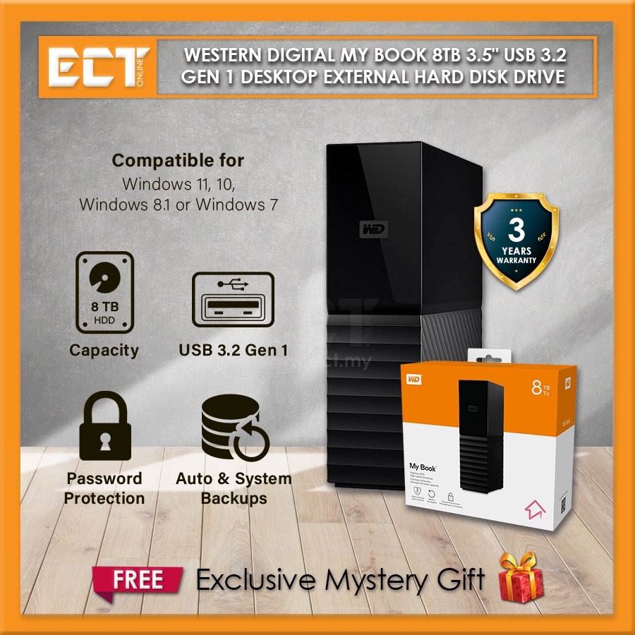 Western Digital My Book 8TB 3.5" USB 3.2 Gen 1 Desktop External Hard ...
