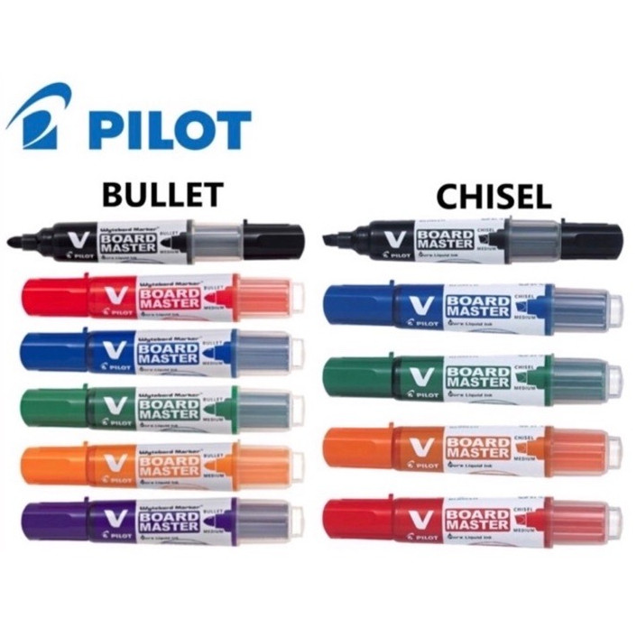 PILOT V-BOARD MASTER REFILLABLE WHITEBOARD MARKER BULLET/CHISEL ...