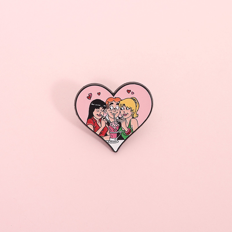 Archie Comics Character Brooch Pins Pink Heart Shape Brooch Metal ...