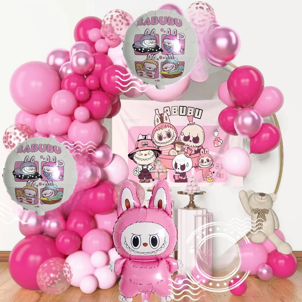 Labubu birthday decor set Balloon 1-9 th Foil Balloon Baby Shower Girl ...
